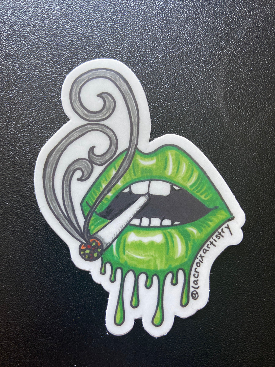 Green Smoking Lips Sticker – LaCroix Artistry